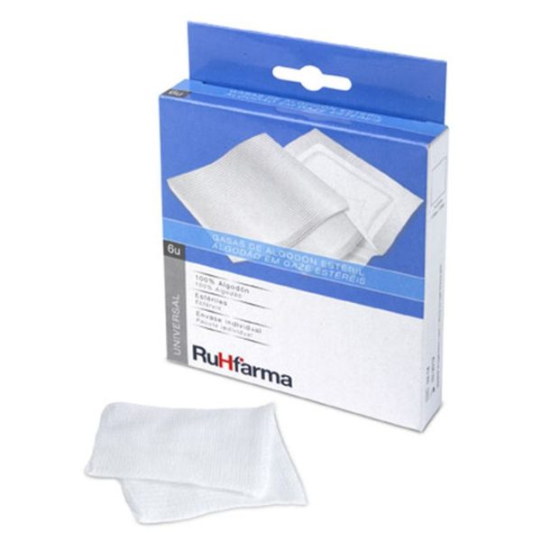 Gasas de algodón hidrófilo 100% en sobres individuales Ruhfarma